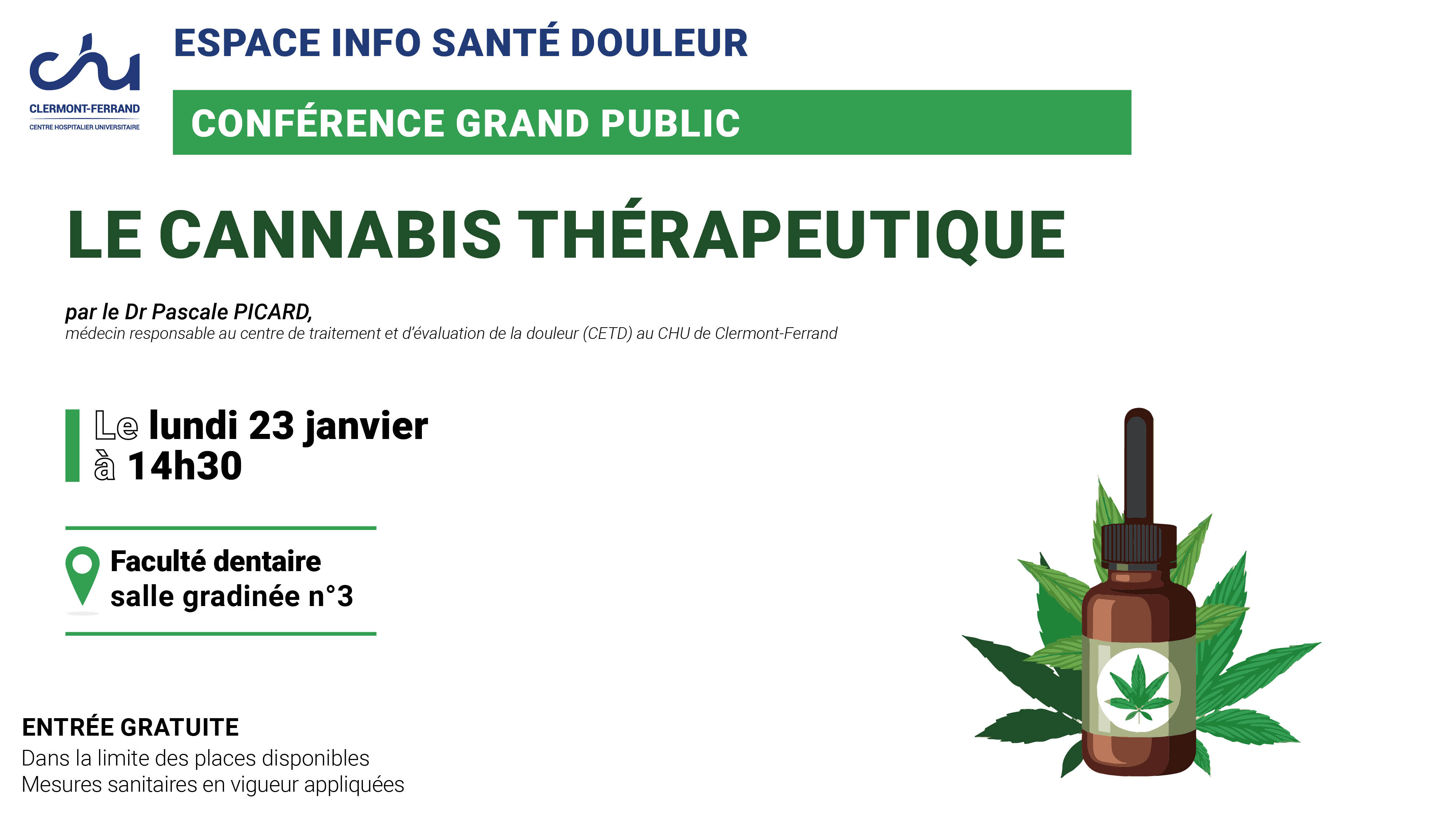Conférence grand public - Cannabis thérapeutique | CHU clermont-ferrand